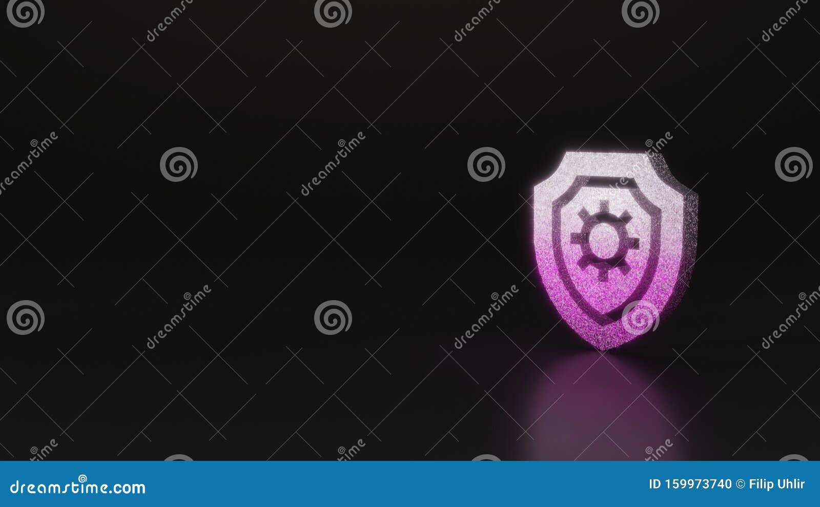 Science Glitter Symbol of Shield Icon 3D Rendering Stock Illustration ...