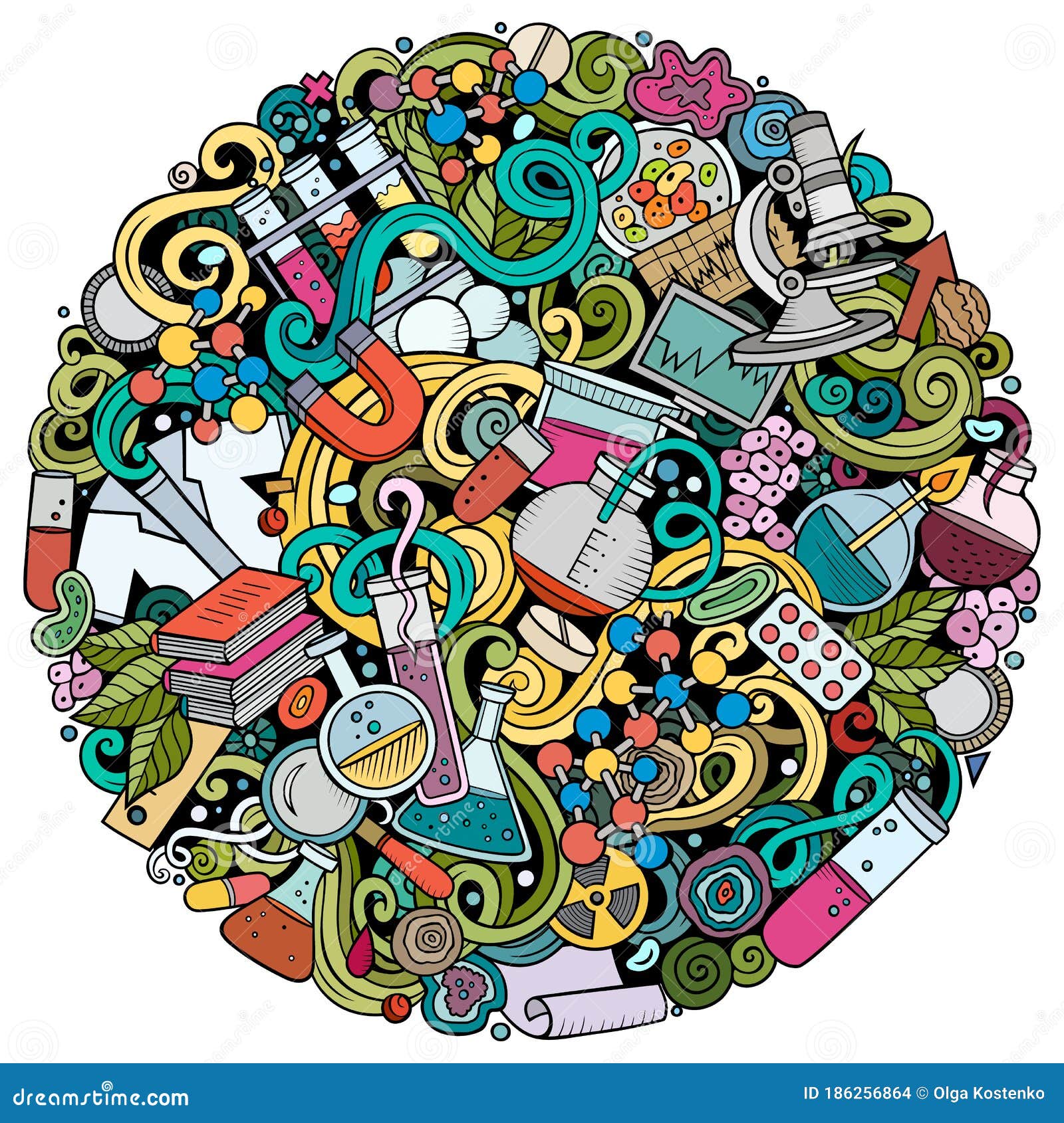 Science Hand Drawn Vector Doodles Illustration. Poster Design. Stock ...