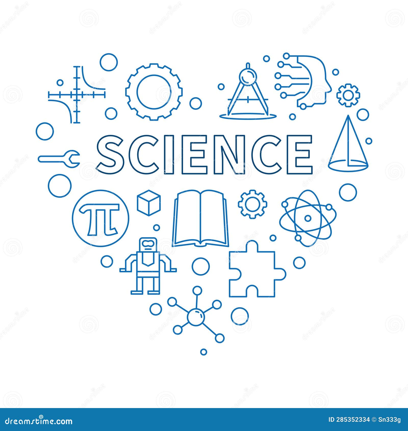 Science Heart Outline STEM Banner - Vector Illustration Stock ...