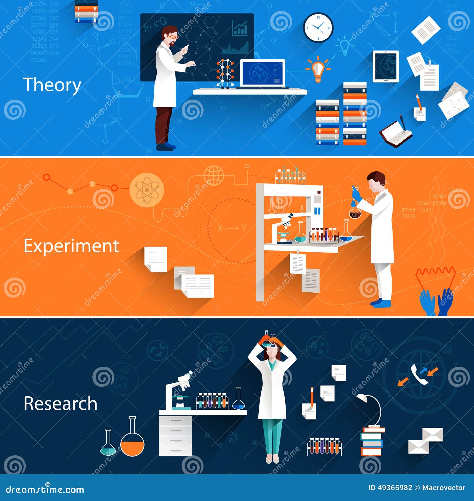 Science Horizontal Banners stock vector. Illustration of atom - 49365982