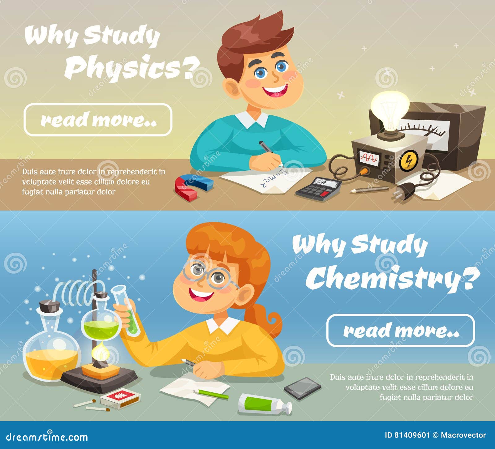 Science Horizontal Banners stock vector. Illustration of experiment ...