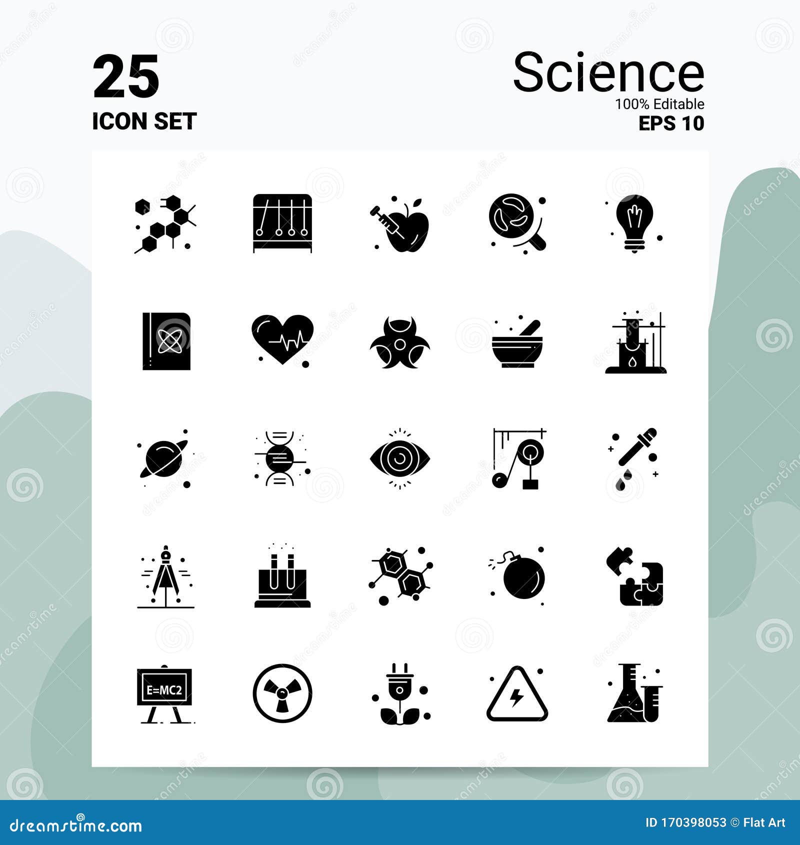 25 Science Icon Set. 100 Editable EPS 10 Files Stock Vector ...