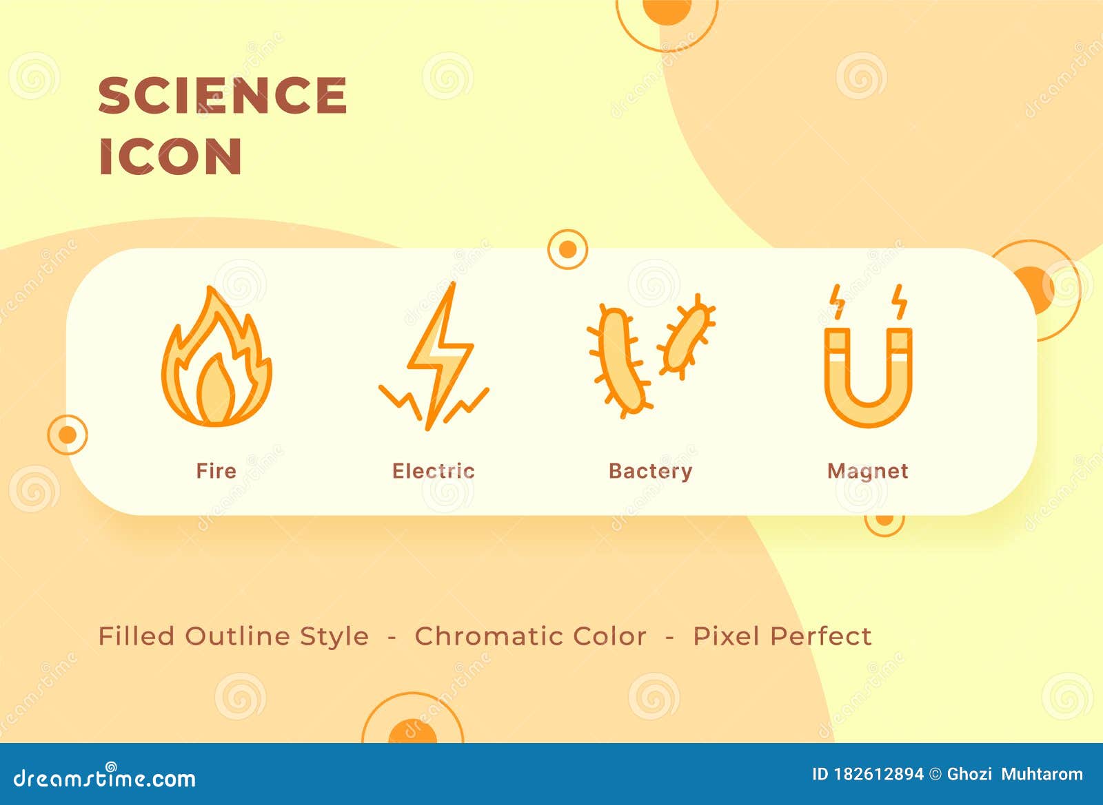 Science Icon Set with Modern Flat Filled Outline Style Chromatic Color ...