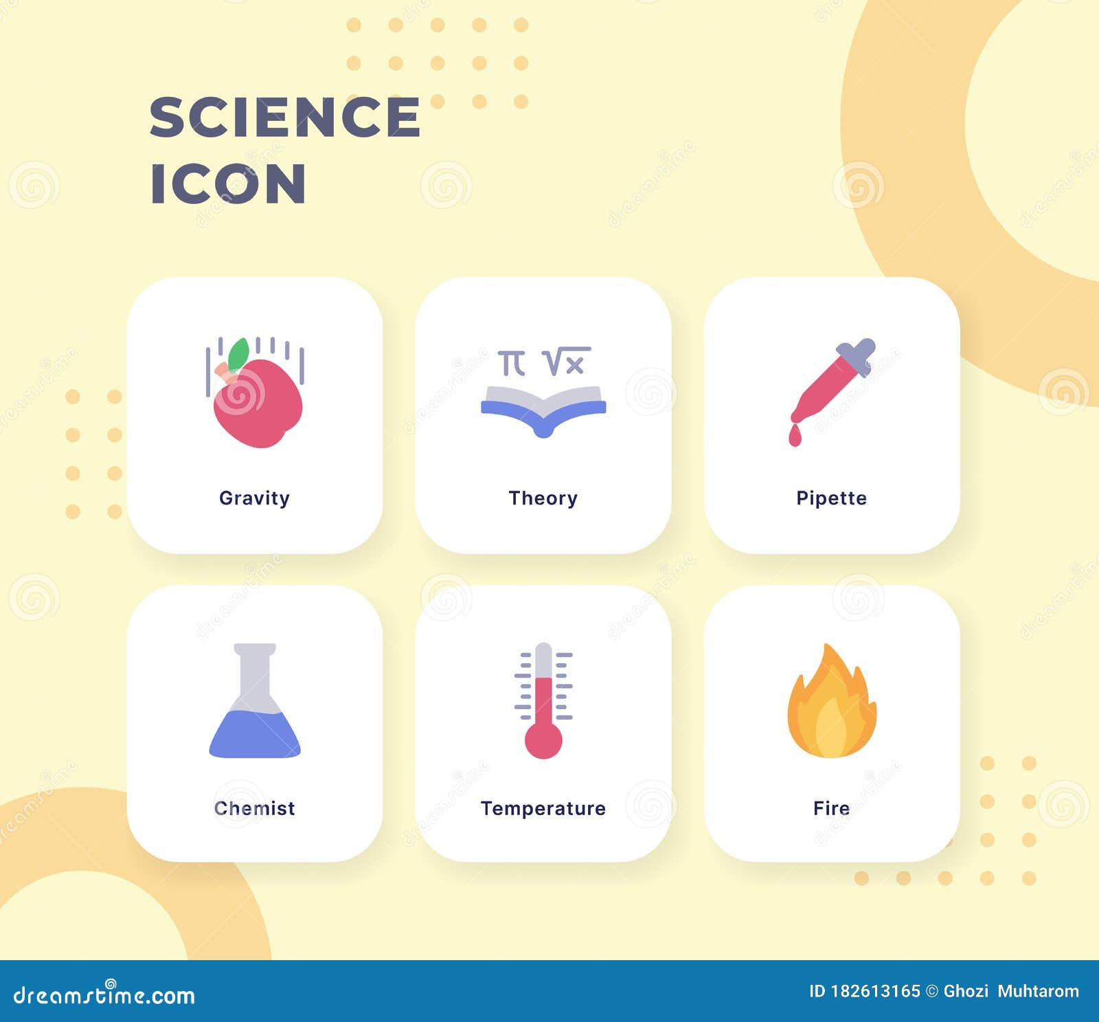 Science Icon Set with Modern Flat Filled Outline Style Full Color Stock ...