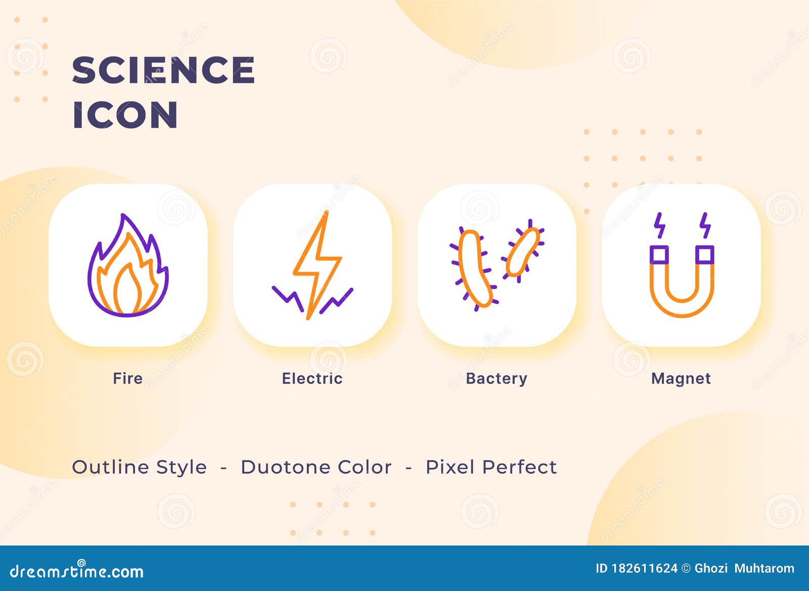 Science Icon Set with Modern Flat Outline Style Duo Tone Color Stock ...