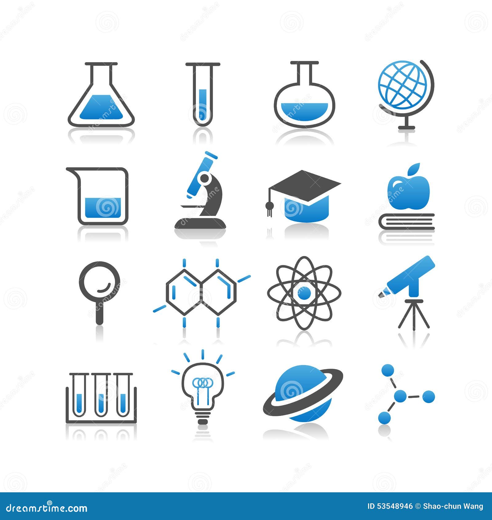 Science icon set stock vector. Illustration of idea, graduate - 53548946