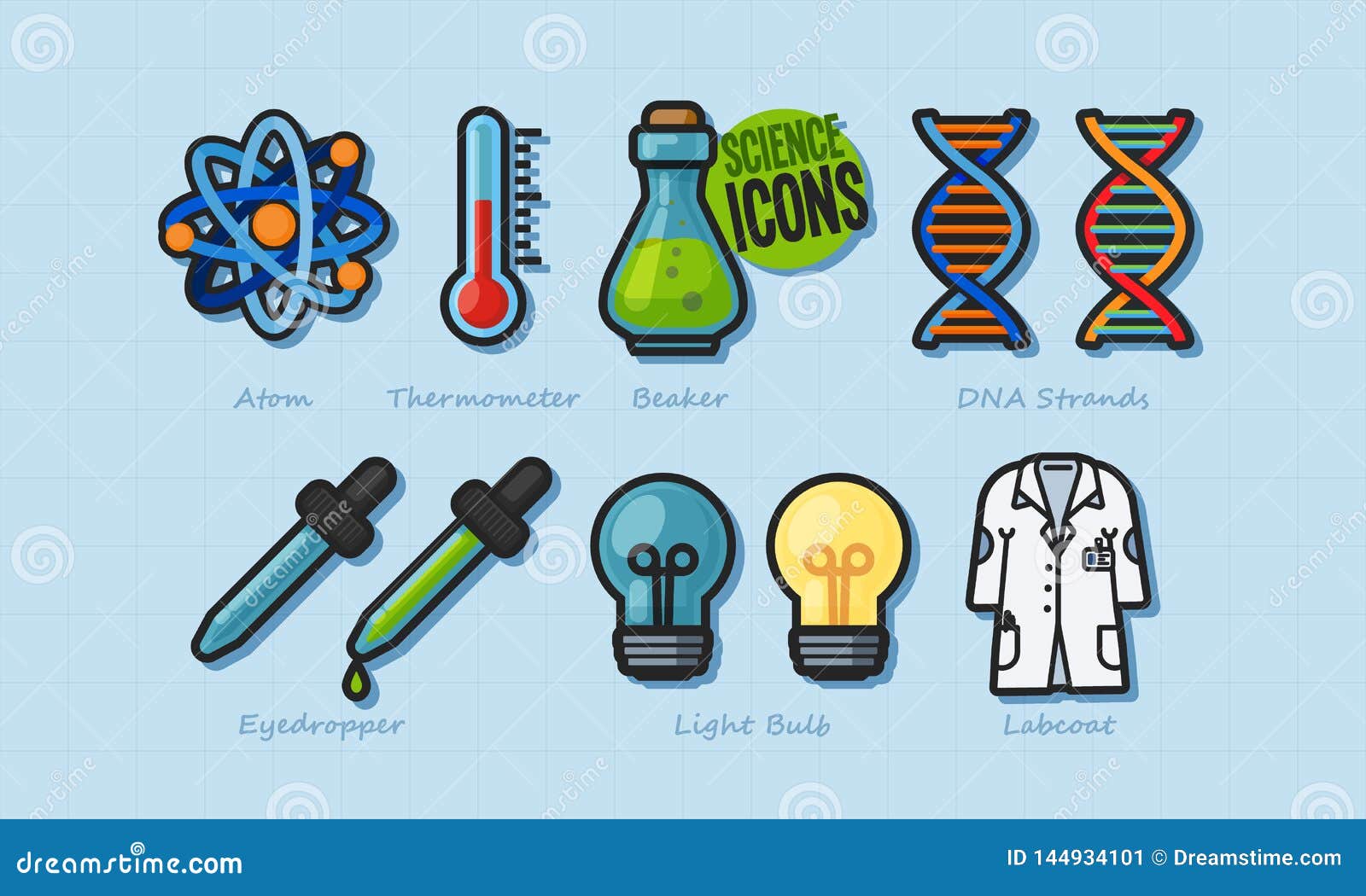 Science Icon Set Vector Design Stock Vector - Illustration of shadows ...