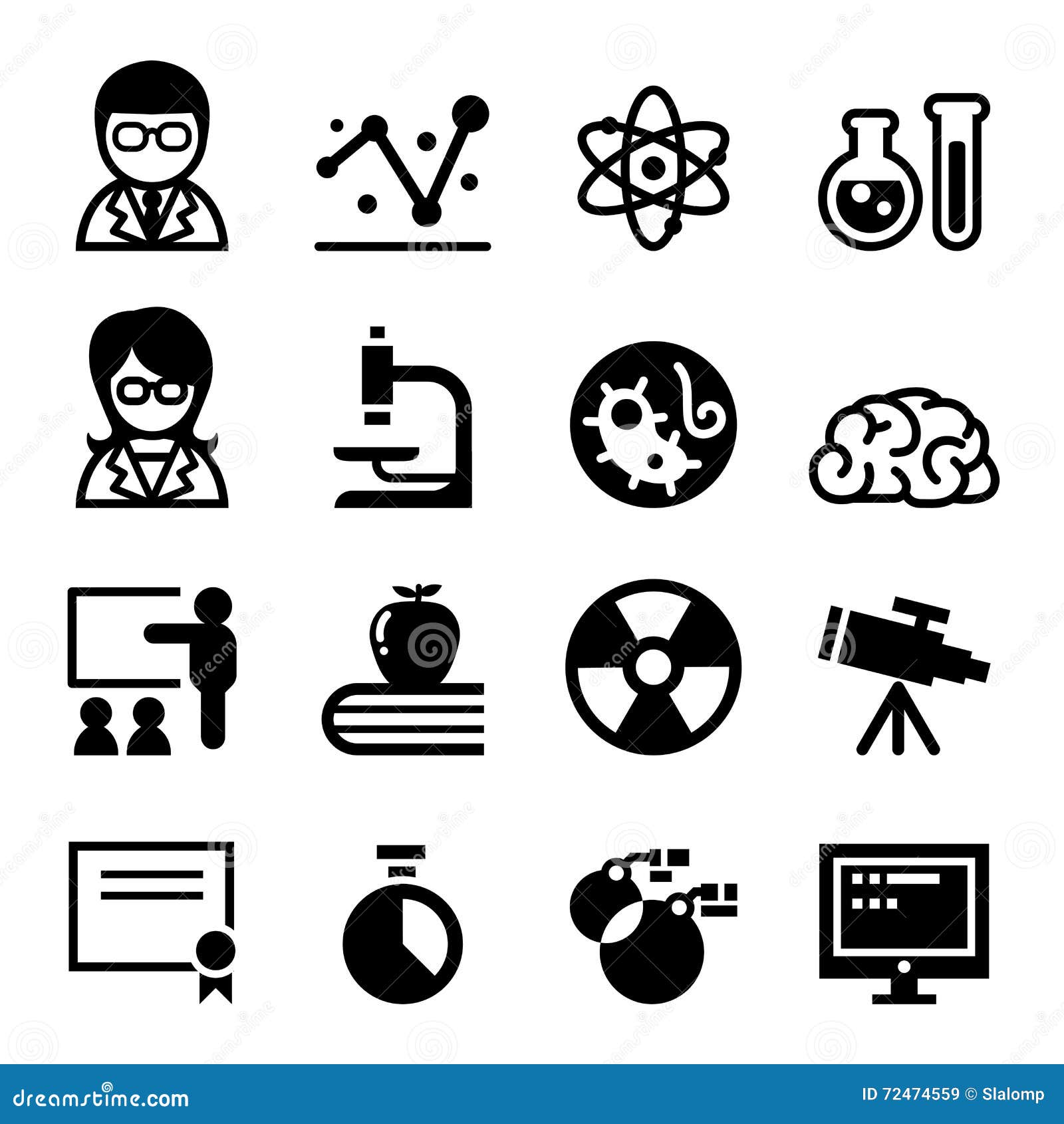 Science icon set stock illustration. Illustration of analysis - 72474559