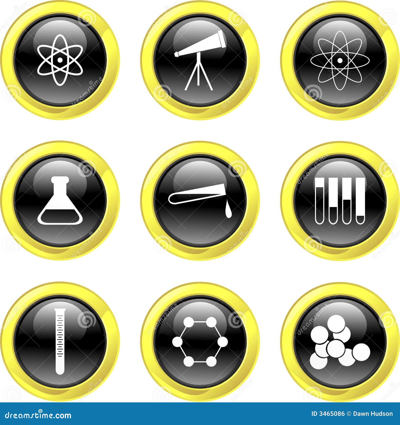 Black Glossy Bubble Science Icon Interface Buttons Stock Vector ...