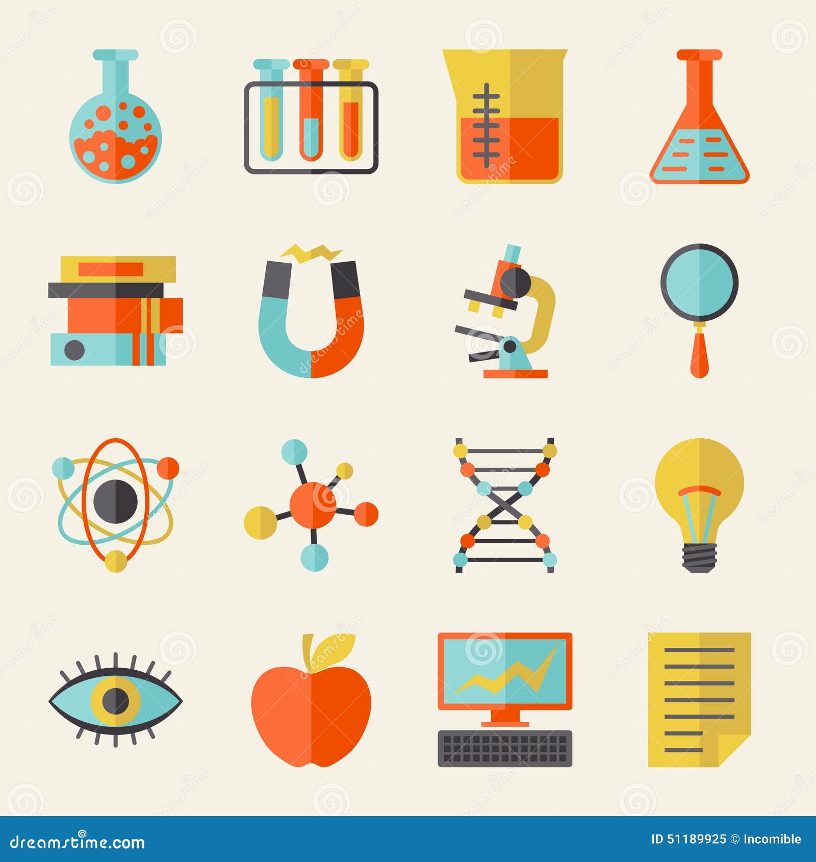 Science Icons in Flat Design Style Stock Vector - Illustration of ...