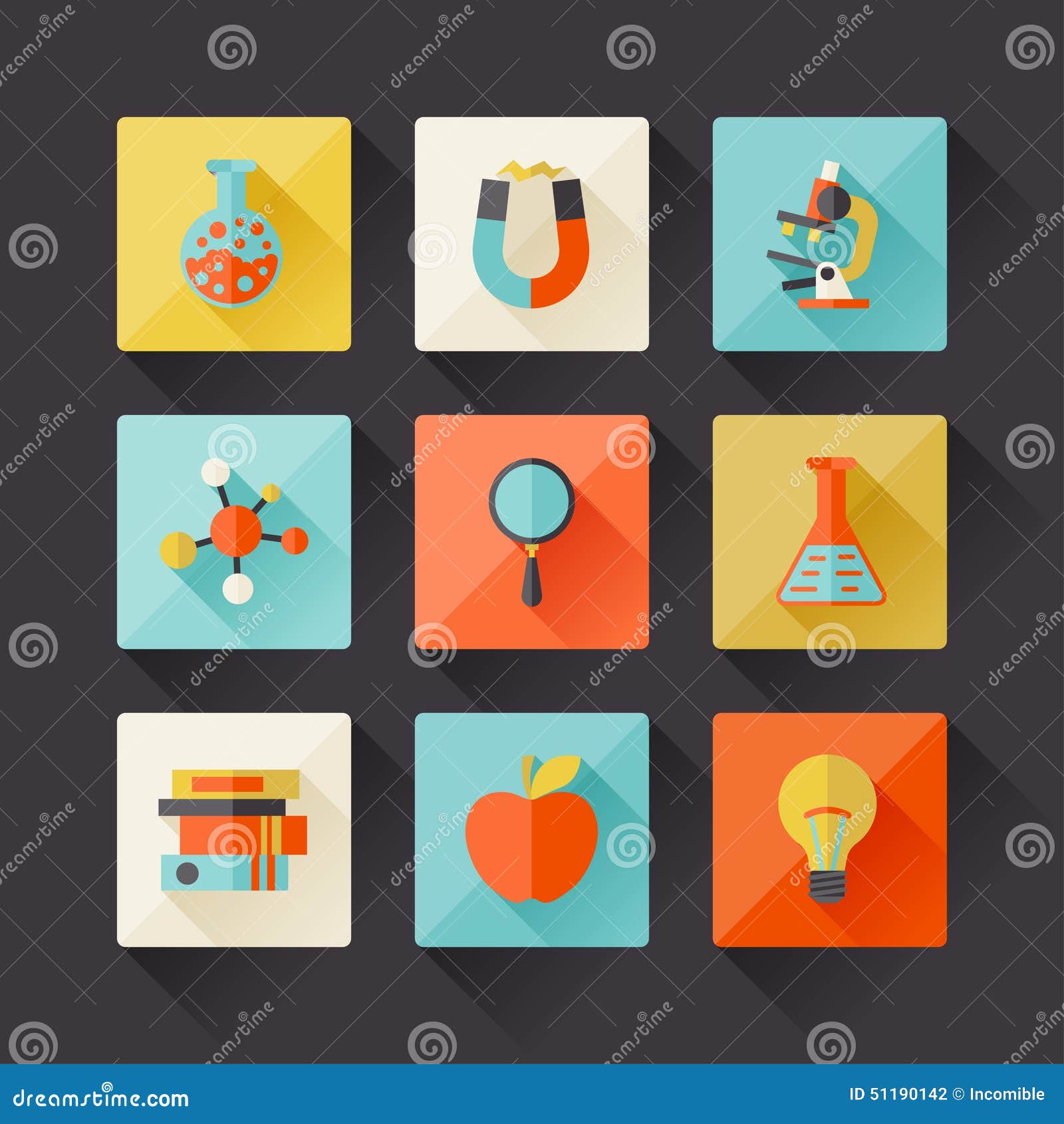 Science Icons in Flat Design Style Stock Vector - Illustration of ...