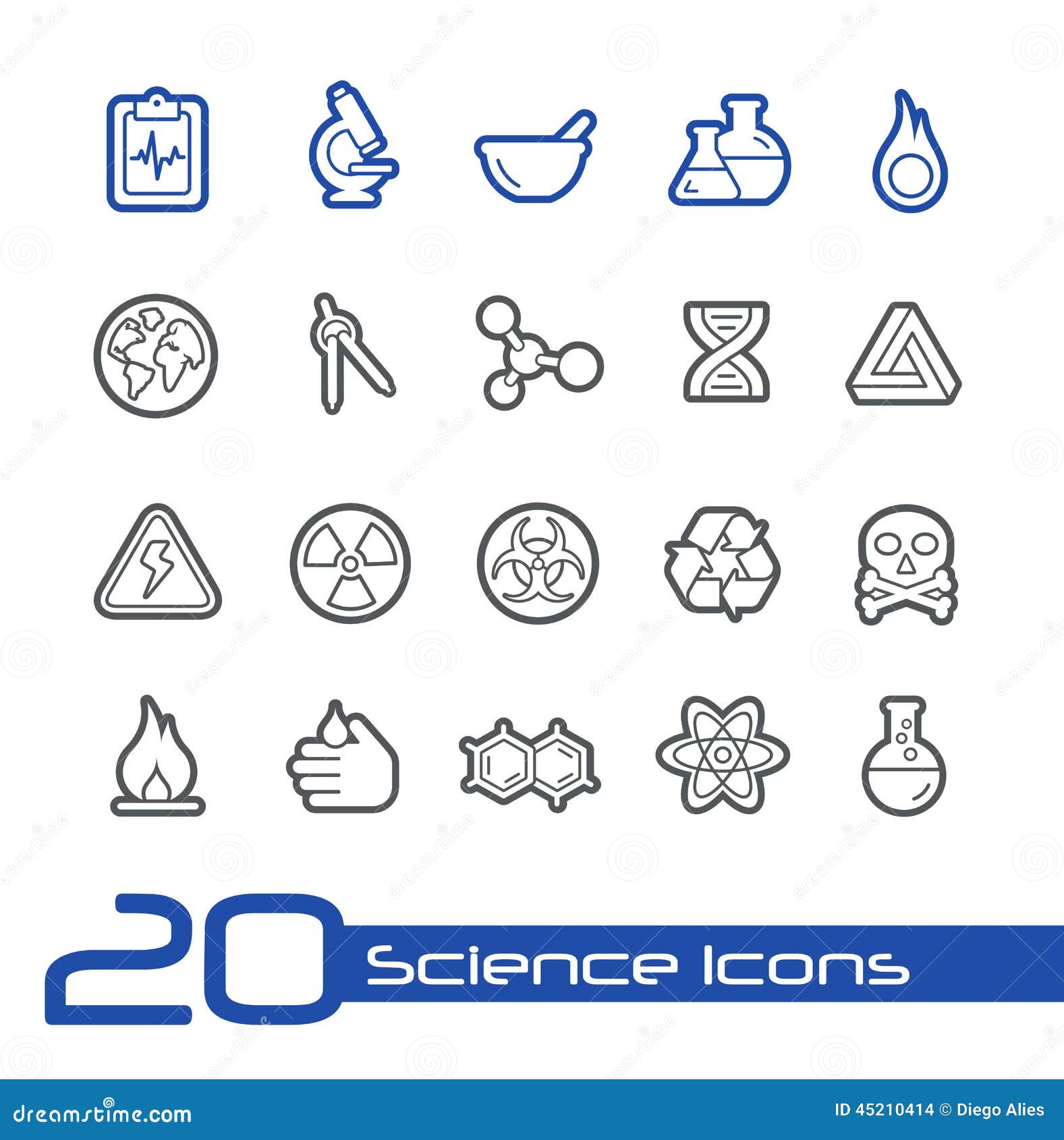 Science Icons // Line Series Stock Vector - Illustration of high, icons ...