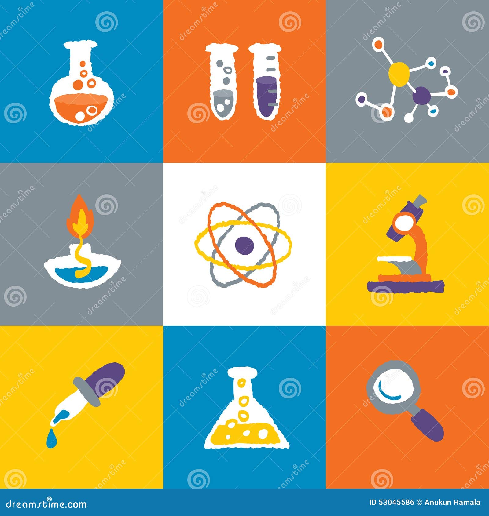 Science Icons Set and Signs Stock Vector - Illustration of glass ...