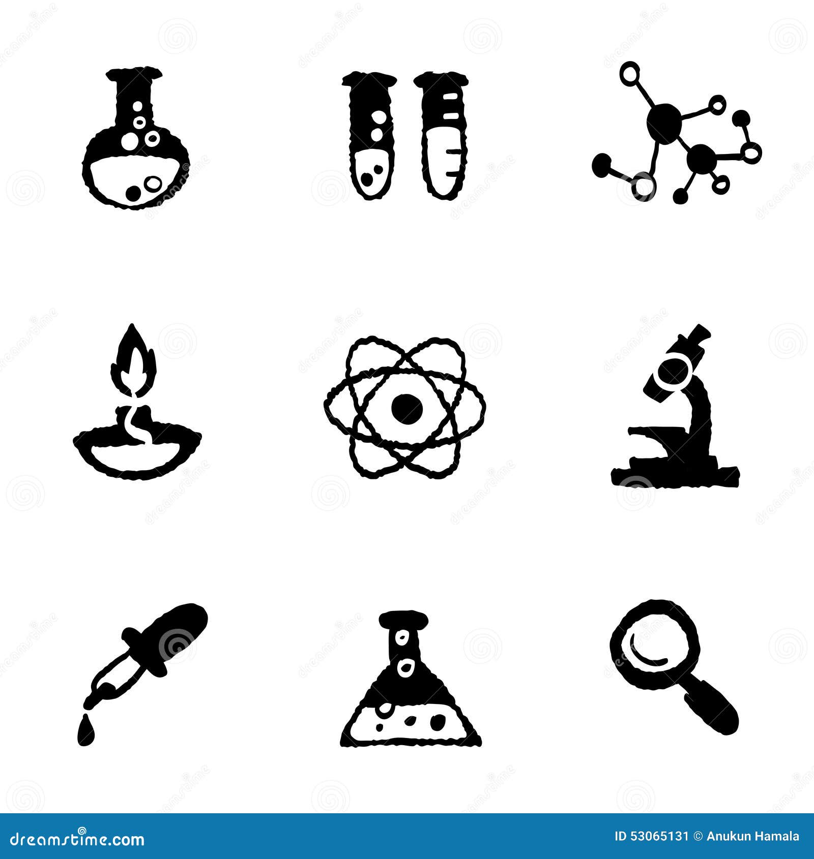 Science Icons Set and Signs Stock Vector - Illustration of chemist ...