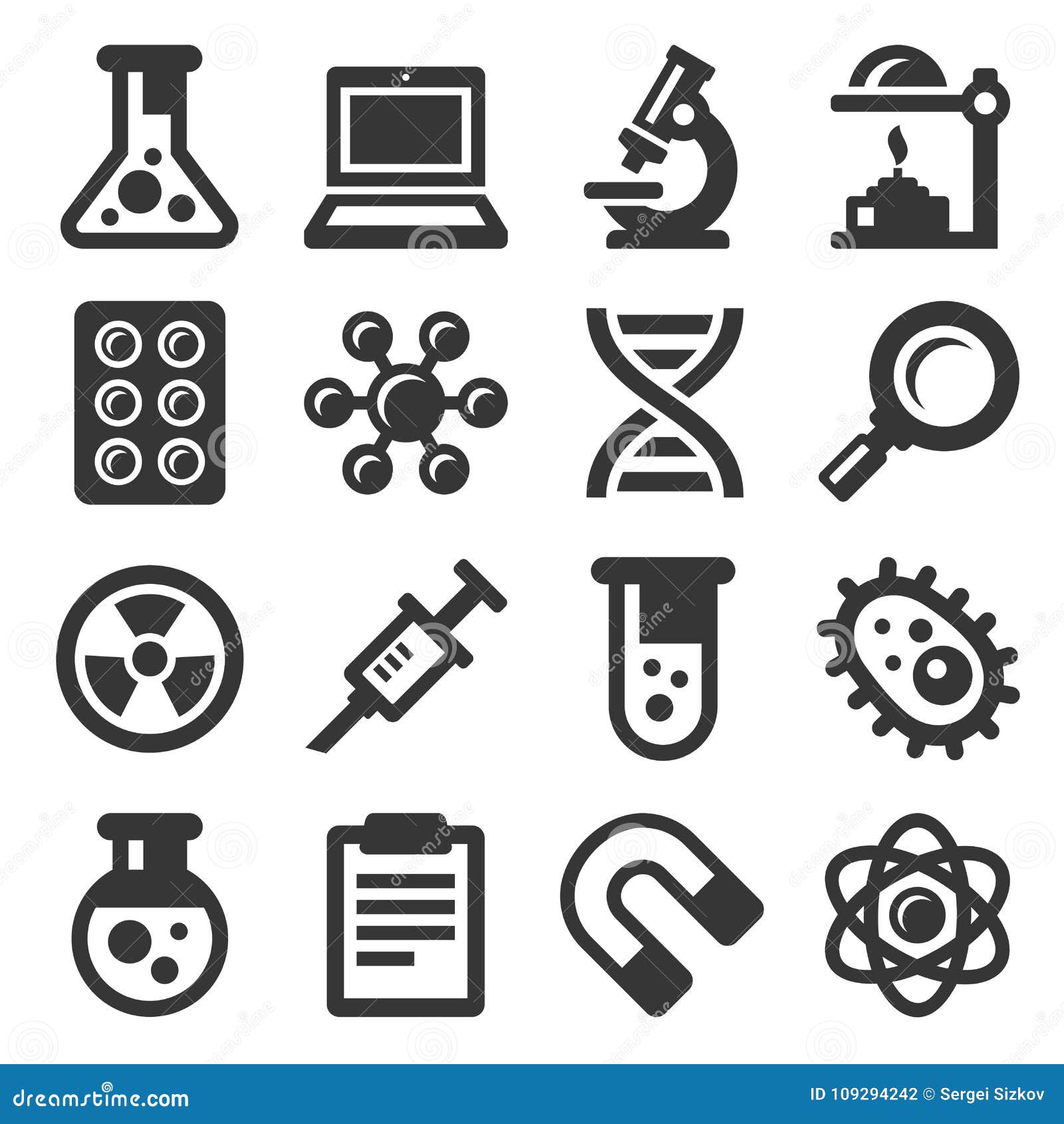Science Icons Set on White Background. Vector Stock Vector ...