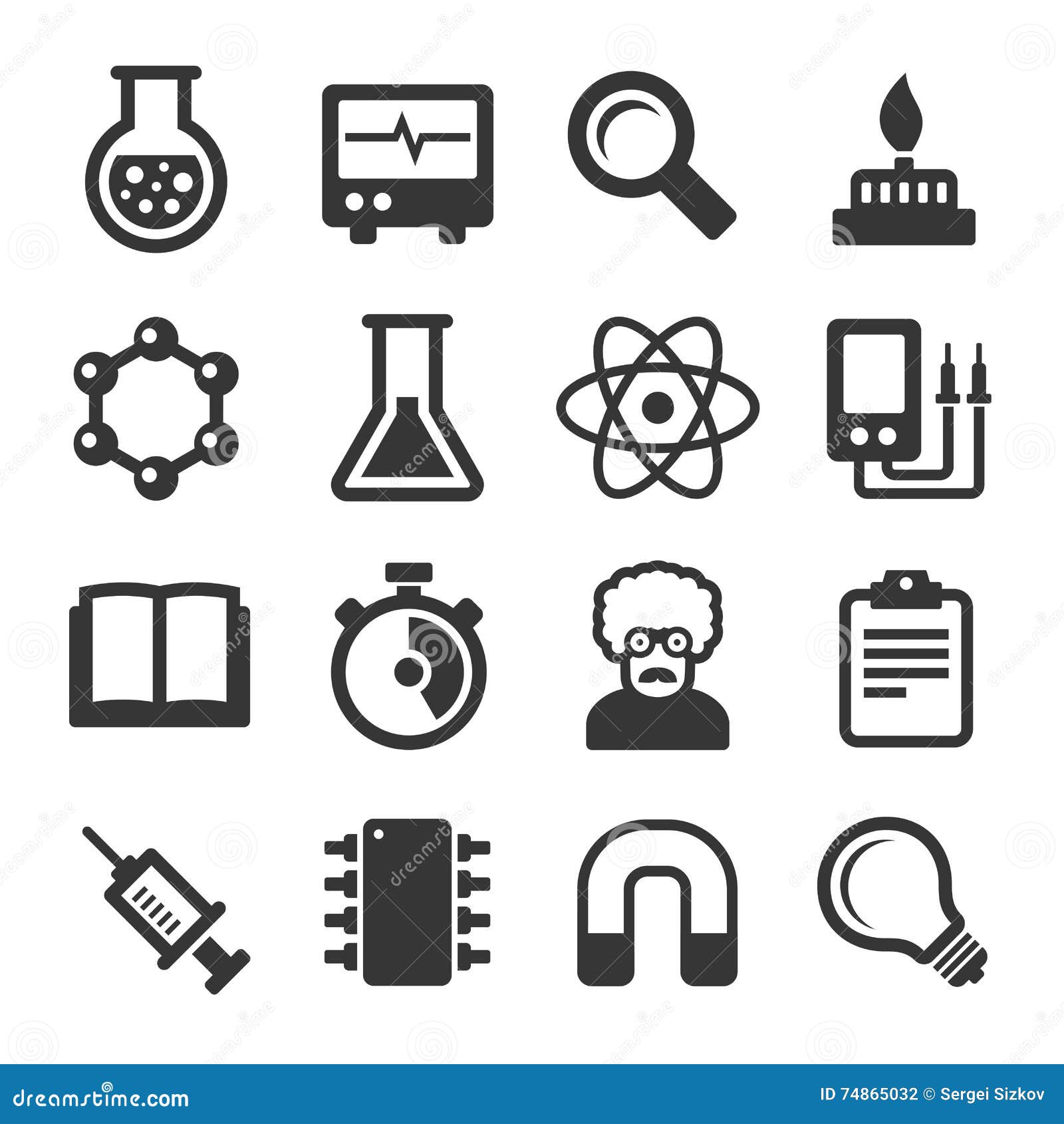Science Icons Set On White Background Vector Stock Vector
