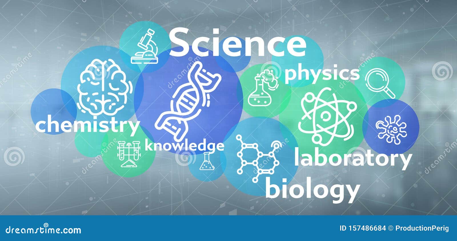 Science Icons and Title on a Color Background Stock Photo - Image of ...