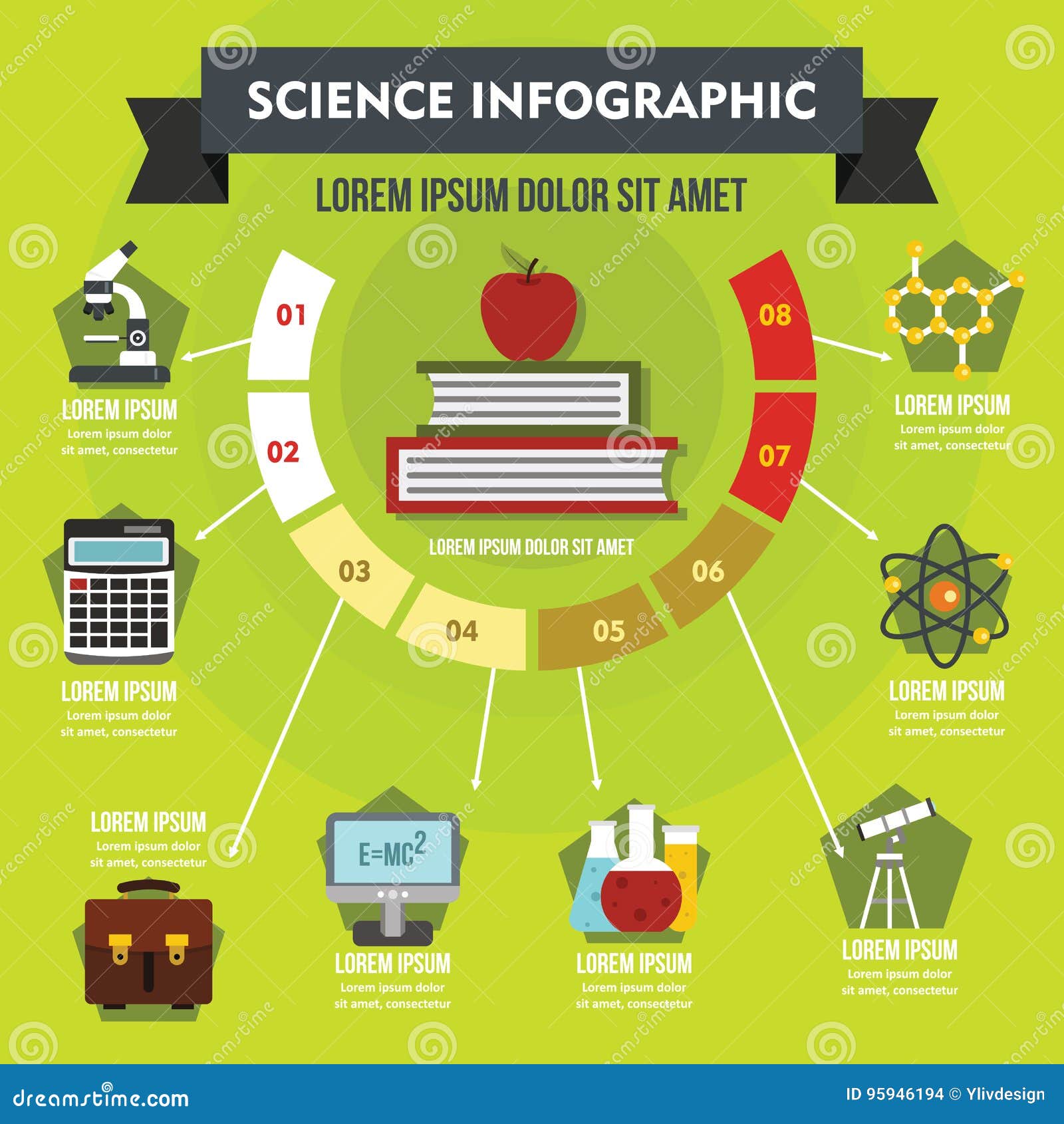 Science Infographic Concept, Flat Style Stock Vector - Illustration of ...