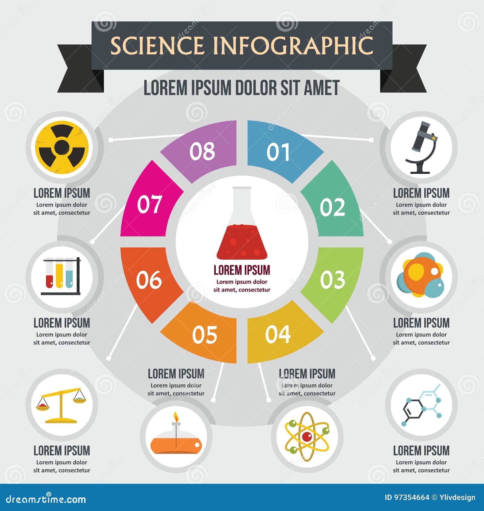 Science Infographic Concept, Flat Style Stock Vector - Illustration of ...