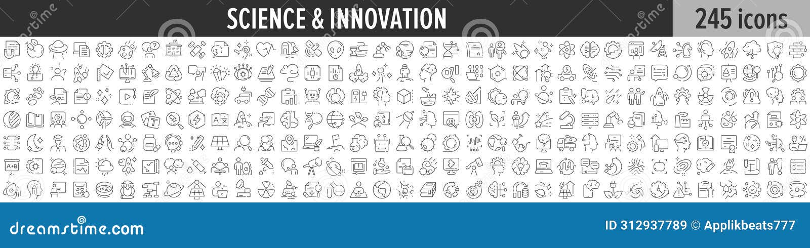 Science And Innovation Linear Icon Collection. Big Set Of 245 Science ...