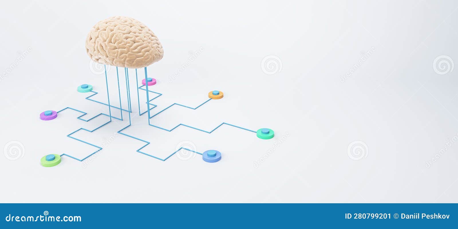 Sensors On Human Brain Icon, Outline Style Cartoon Vector ...