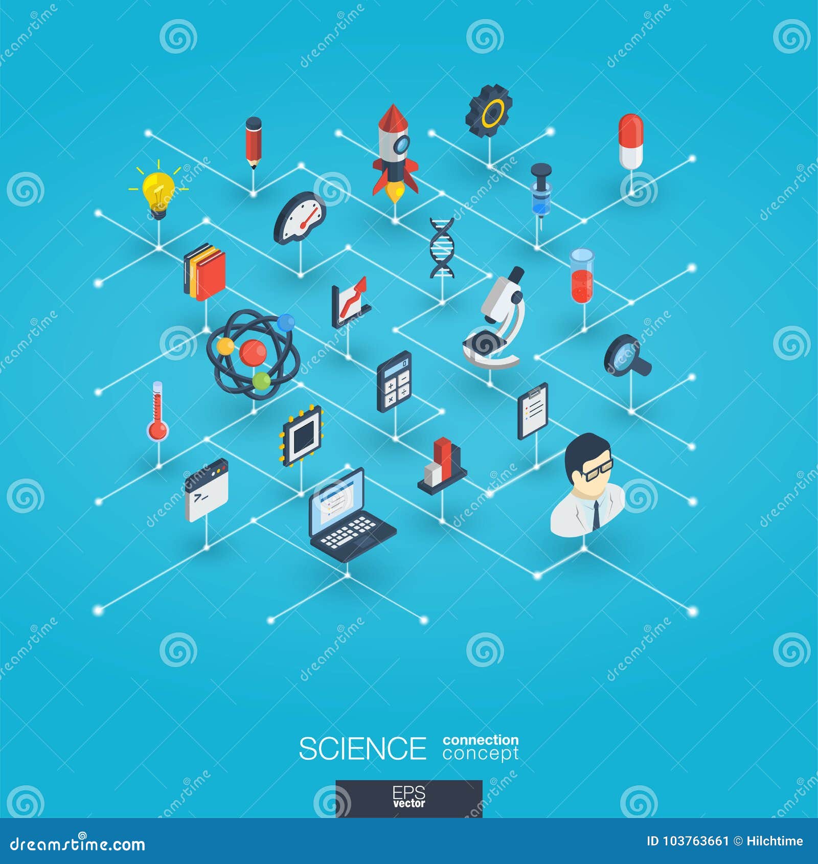 Science Integrated 3d Web Icons. Digital Network Isometric Concept ...