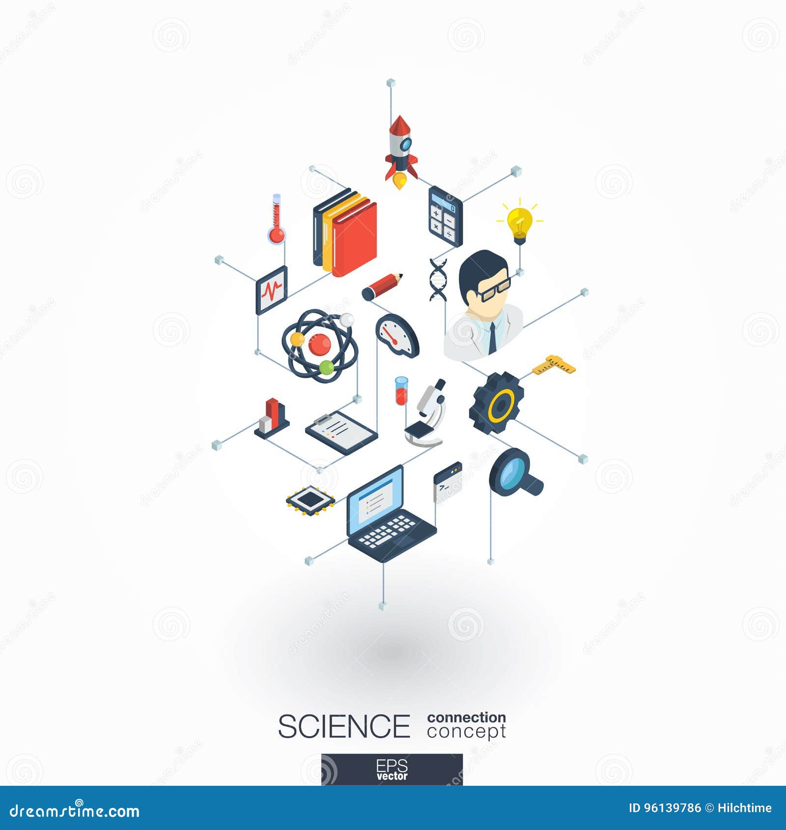 Science Integrated 3d Web Icons. Digital Network Isometric Concept ...