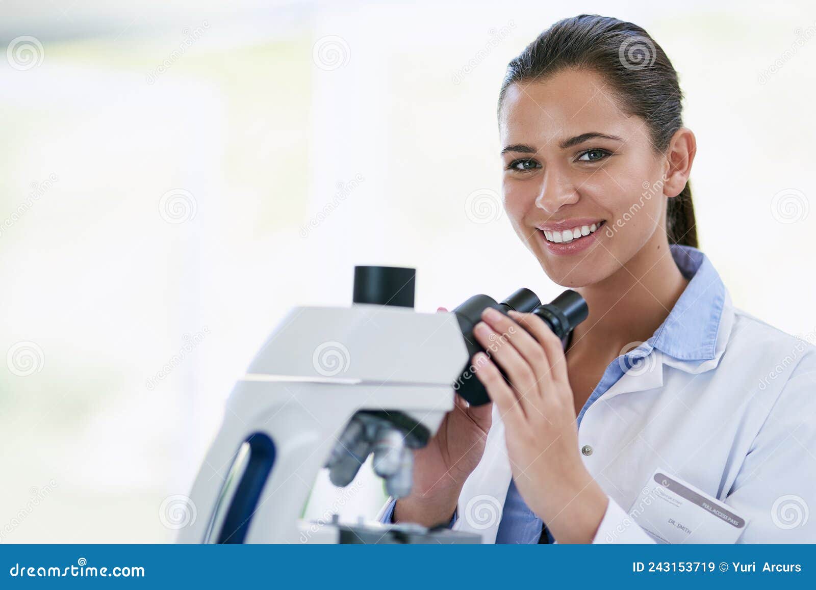 Science is so Intriguing. Portrait of a Young Female Scientist Working ...