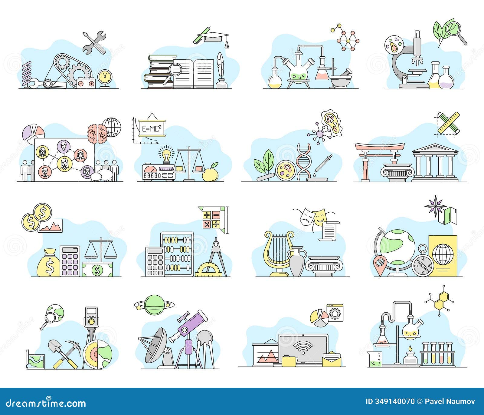 Science Invention and Study Linear Object Vector Set Stock Vector ...