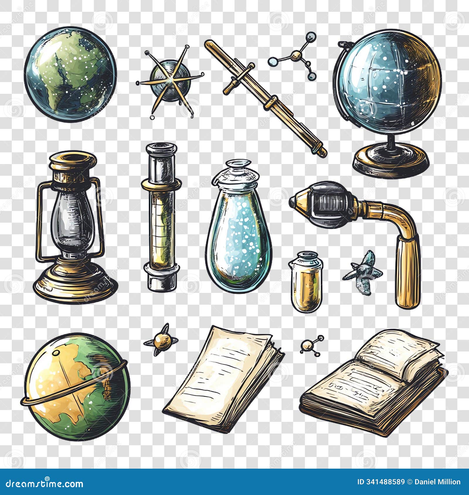Science items concept set stock illustration. Illustration of tube ...