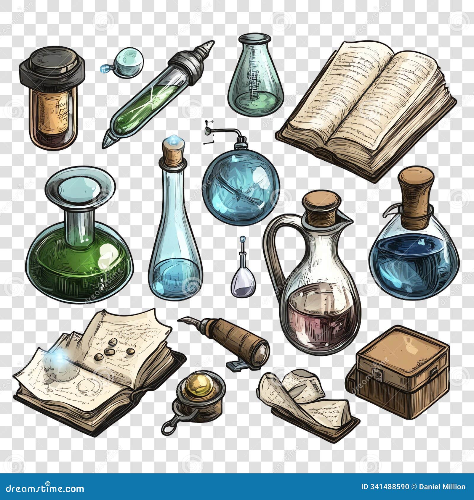 Science items concept set stock photo. Illustration of test - 341488590