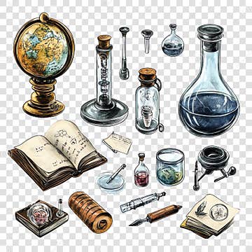Science items set stock photo. Illustration of shape - 341488606