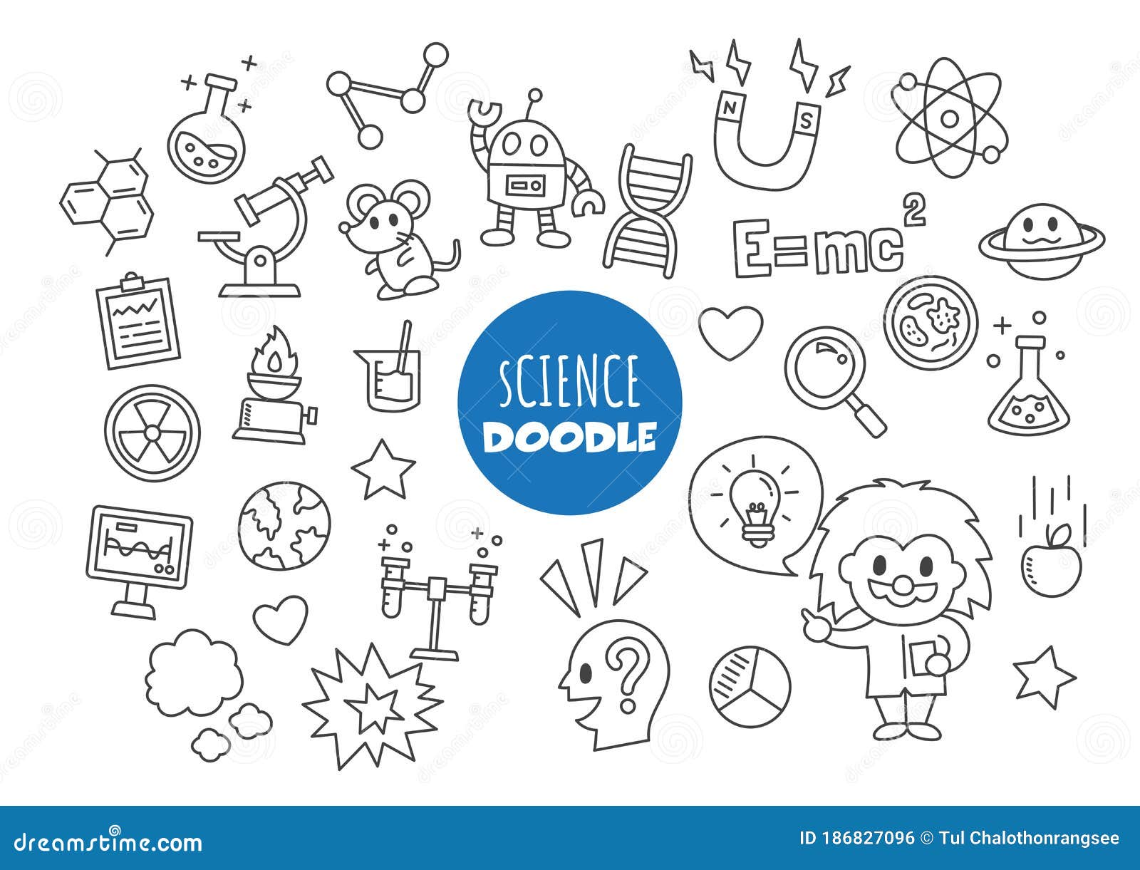 Science kawaii doodle stock vector. Illustration of science - 186827096