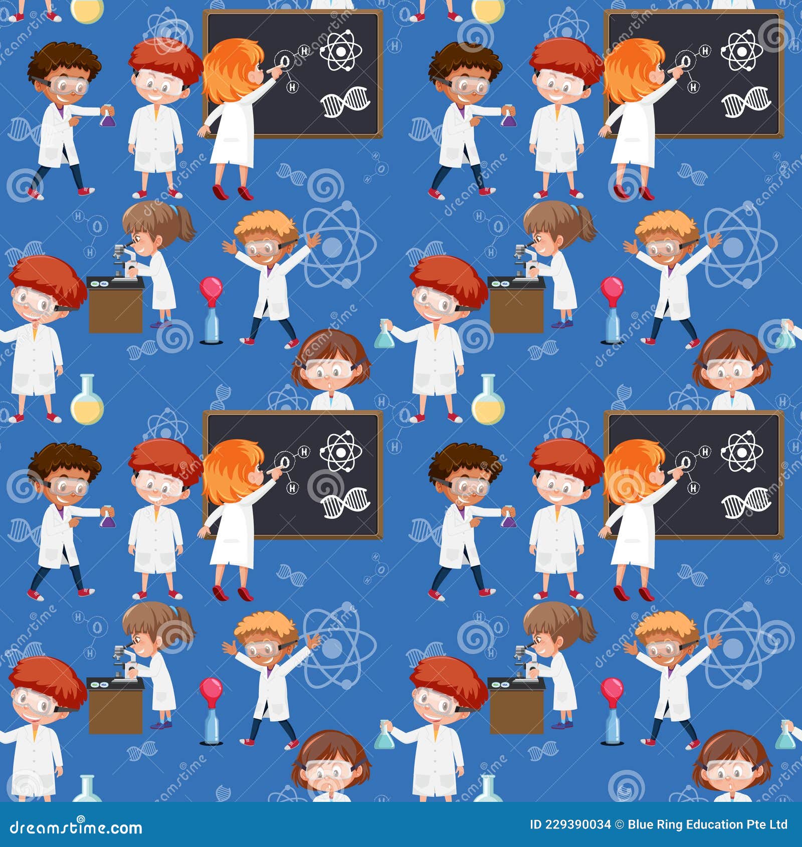 Science Kids Seamless Background Stock Vector - Illustration of design ...