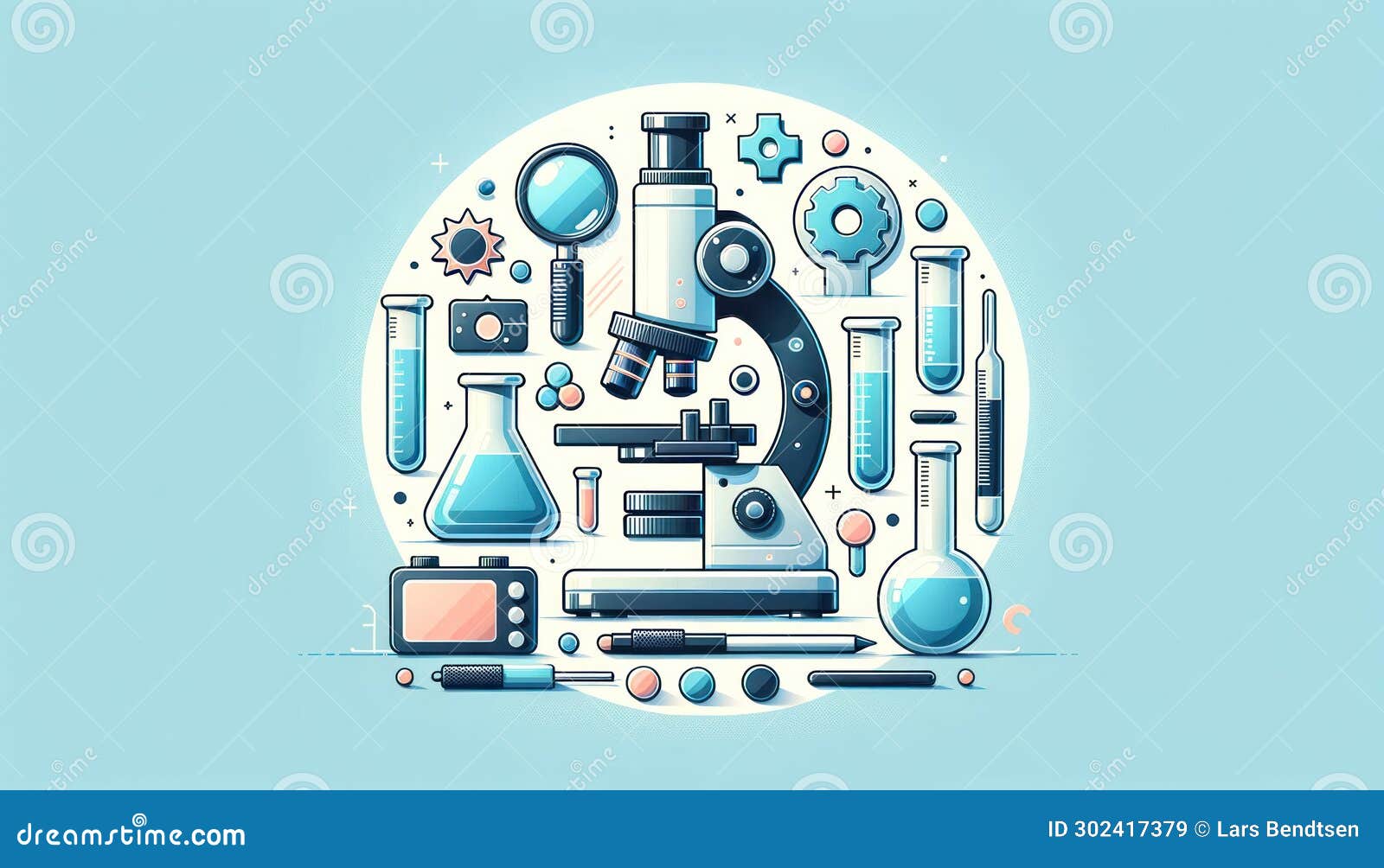 Science Kit on Pastel Blue Background - AI Generated Stock Illustration ...