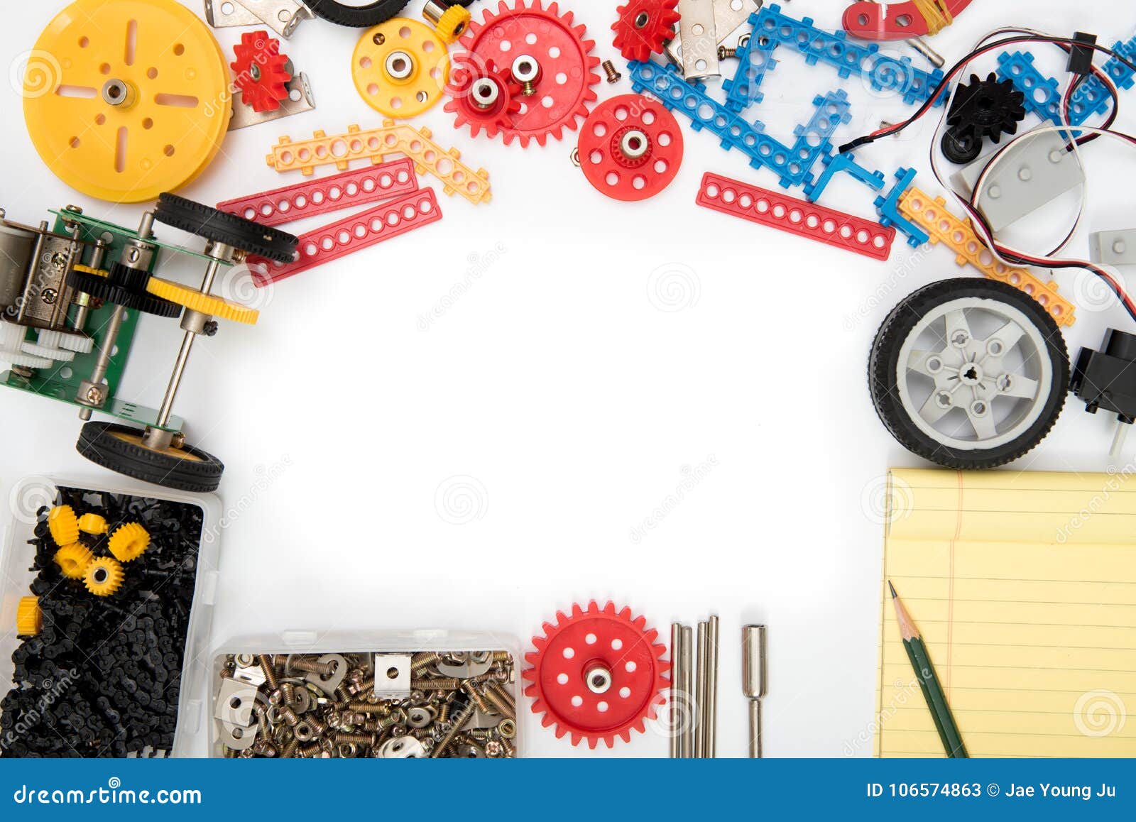 STEM or DIY Science Kit Set White Background. Stock Image - Image of ...