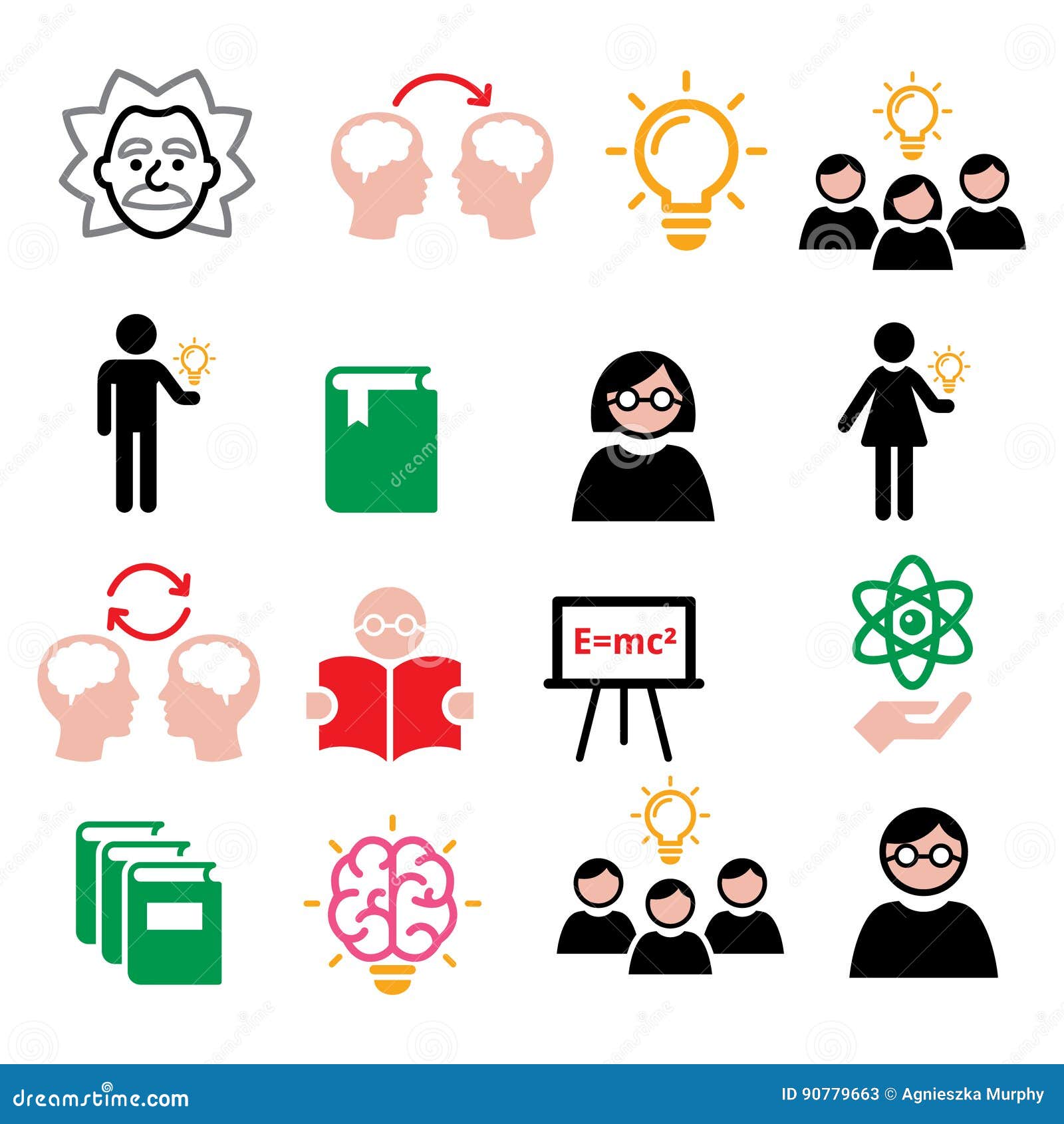 Science, Knowledge, Creative Thinking, Ideas Icons Set Stock ...