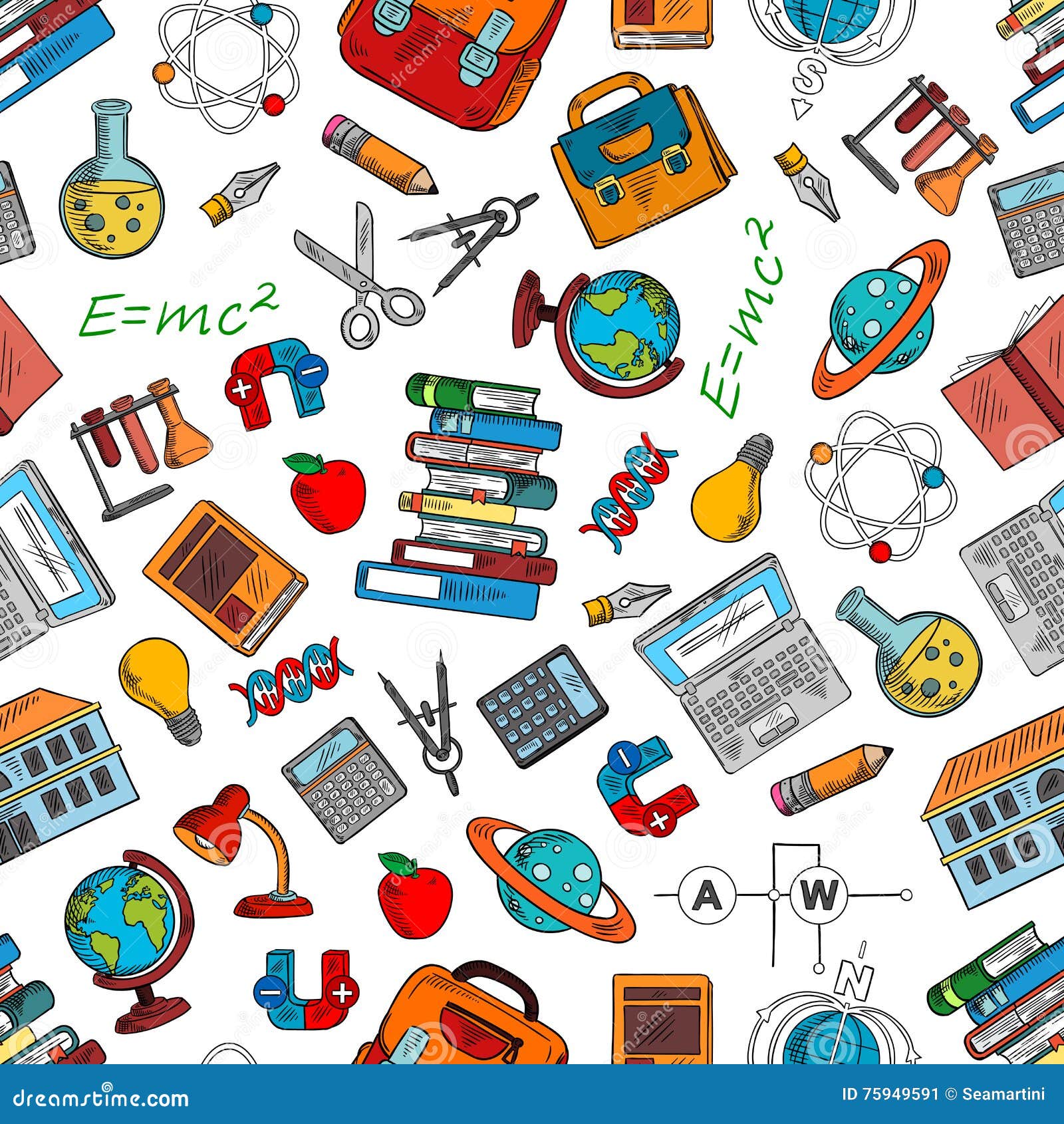 Science and Knowledge Symbols Wallpaper Stock Vector - Illustration of ...