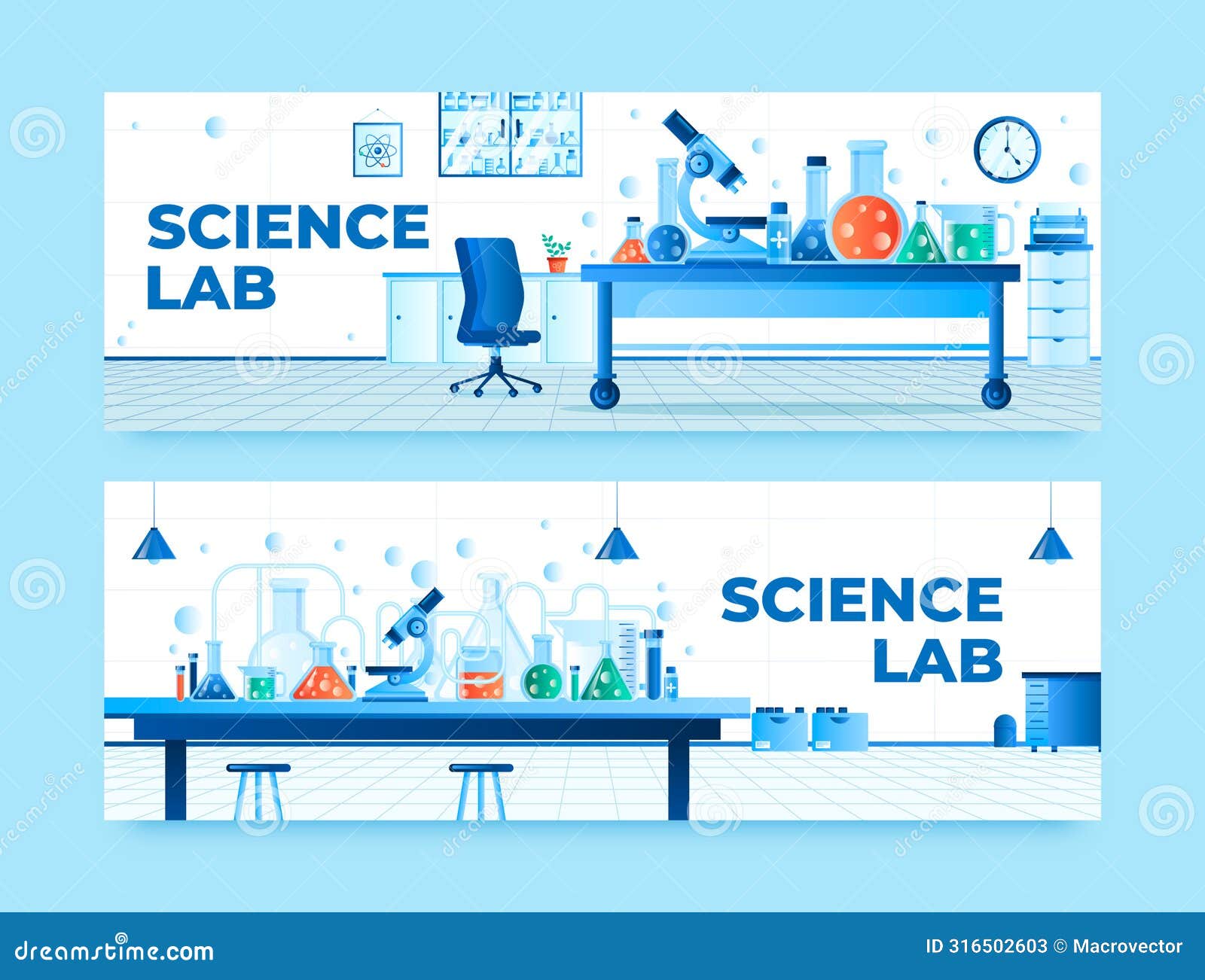 Science Lab Banners in Gradient Design Stock Illustration ...