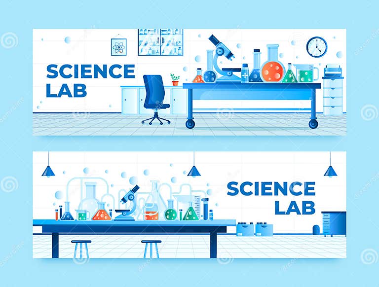 Science Lab Banners in Gradient Design Stock Illustration ...