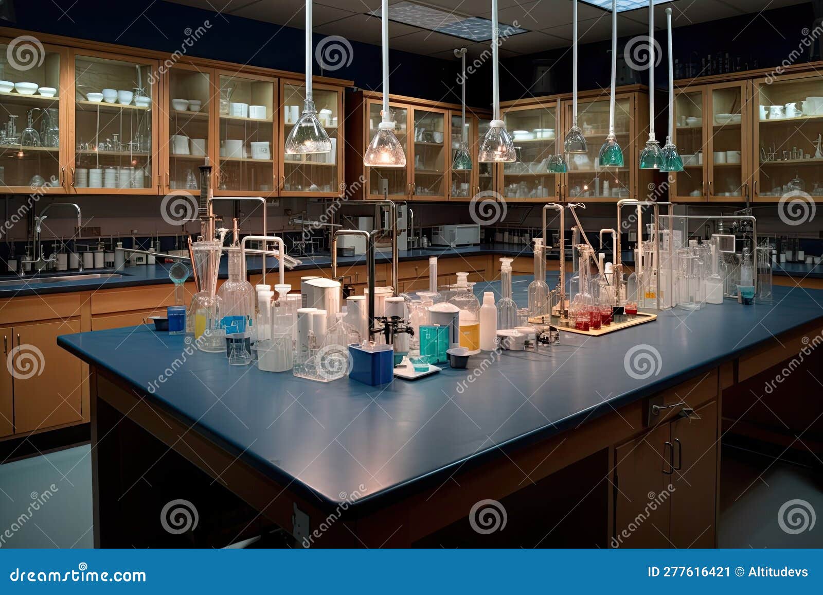 A Science Lab, with Beakers, Flasks, and Test Tubes in View Stock ...
