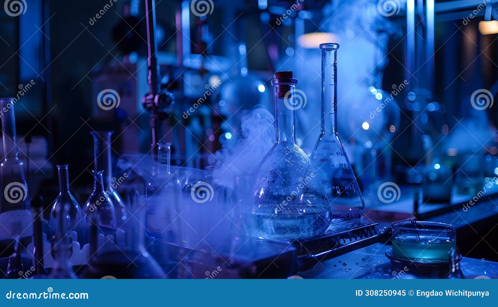 Science Lab with Blue Lighting and Industrial Vibe Stock Illustration ...