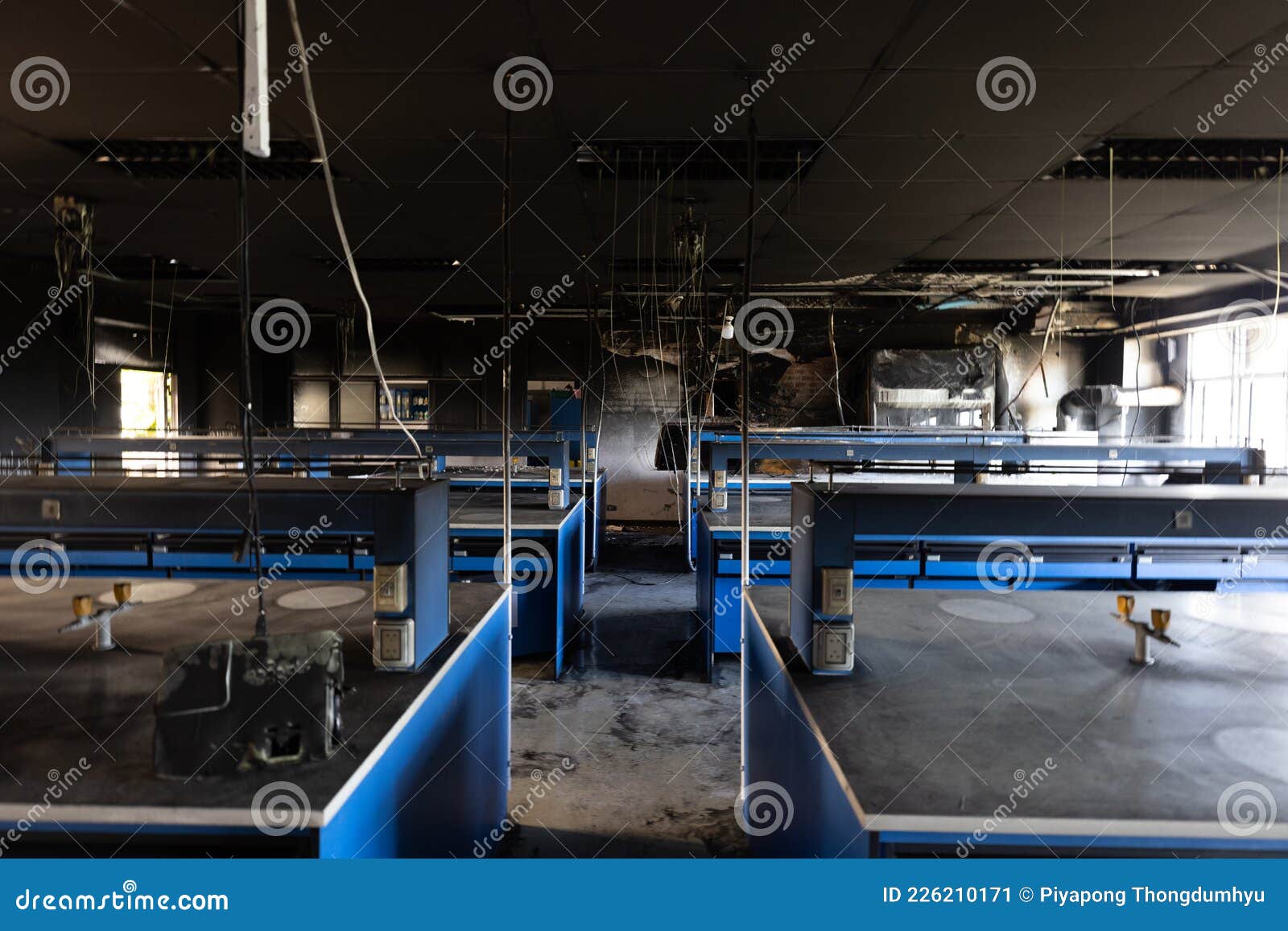 Science Lab Caused by Fire. Stock Image - Image of flame, danger: 226210171