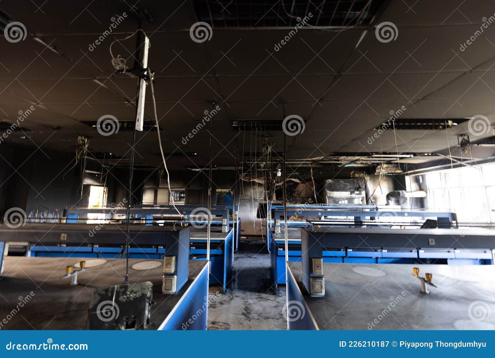 Science Lab Caused by Fire. Stock Image - Image of laboratory, facility ...