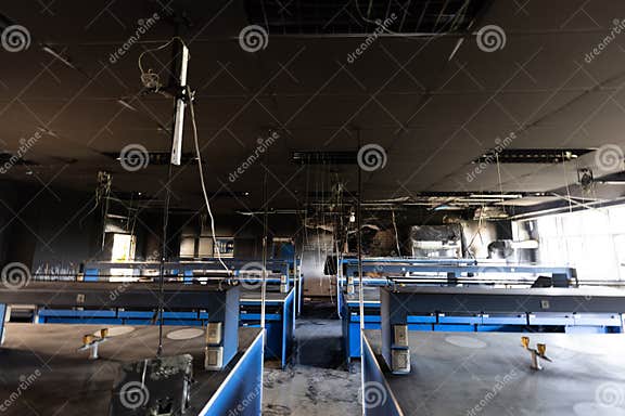 Science Lab Caused by Fire. Stock Image - Image of laboratory, facility ...