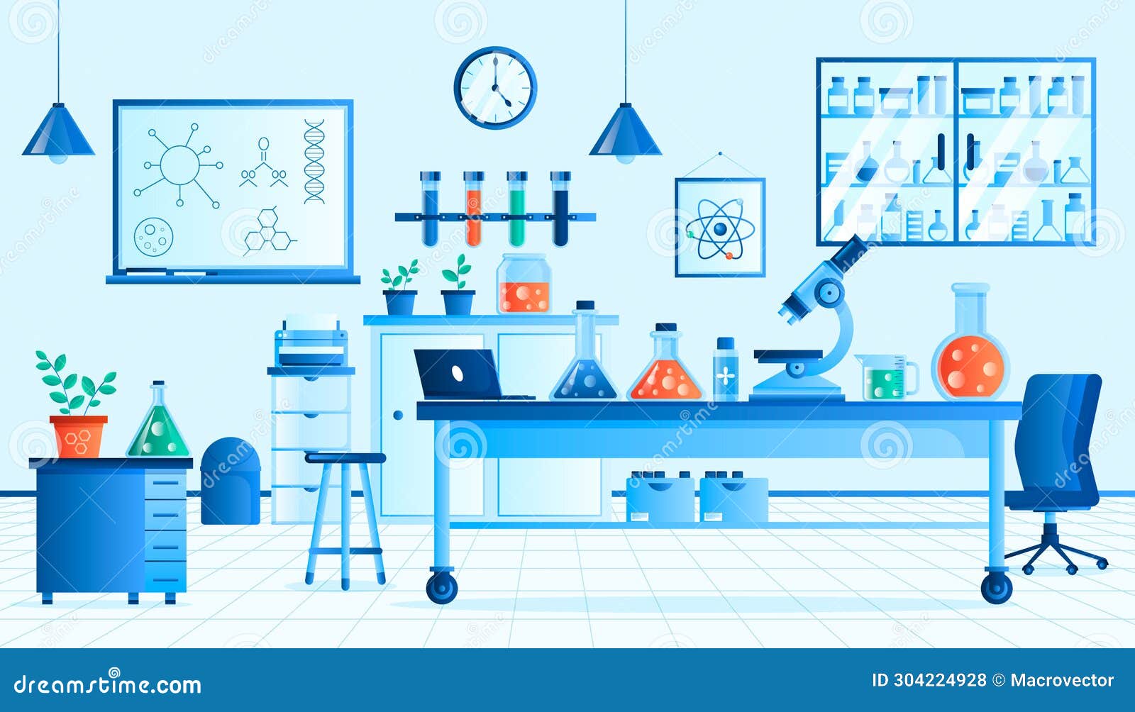 Science Lab Composition in Gradient Design Stock Illustration ...