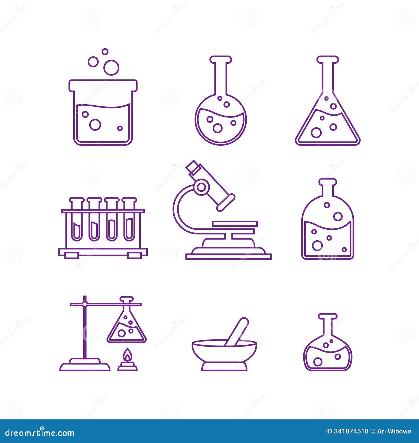 Science Lab Elements Collection Line Vector Stock Illustration ...