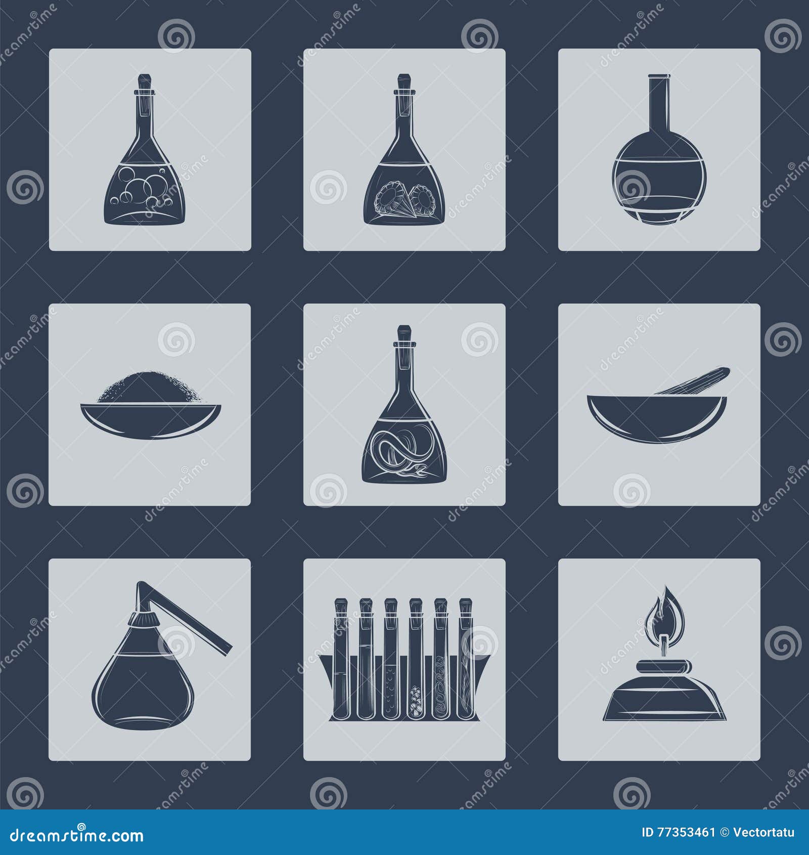 Science Lab Equipment Icons Set Stock Vector - Illustration of learn ...