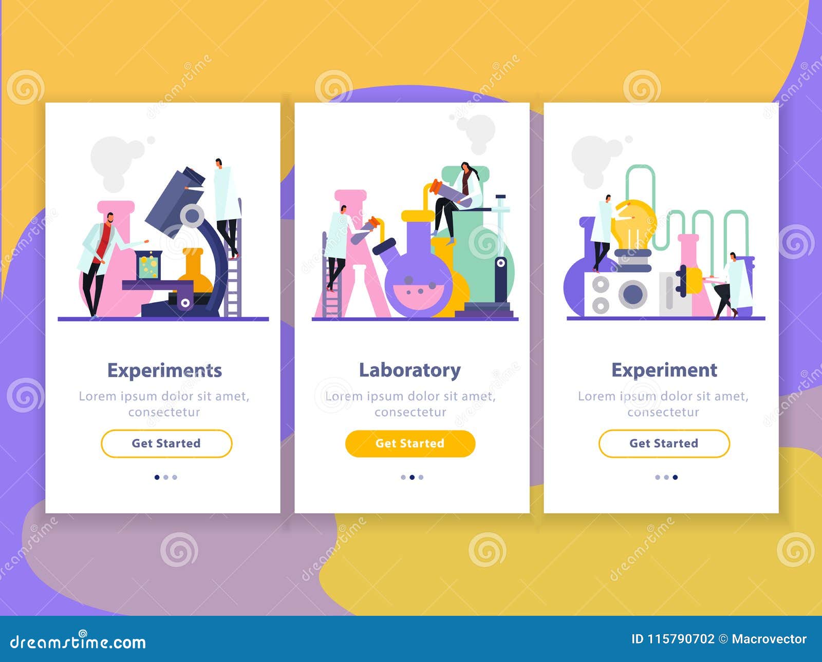 Science Lab Flat Banners stock vector. Illustration of burner - 115790702