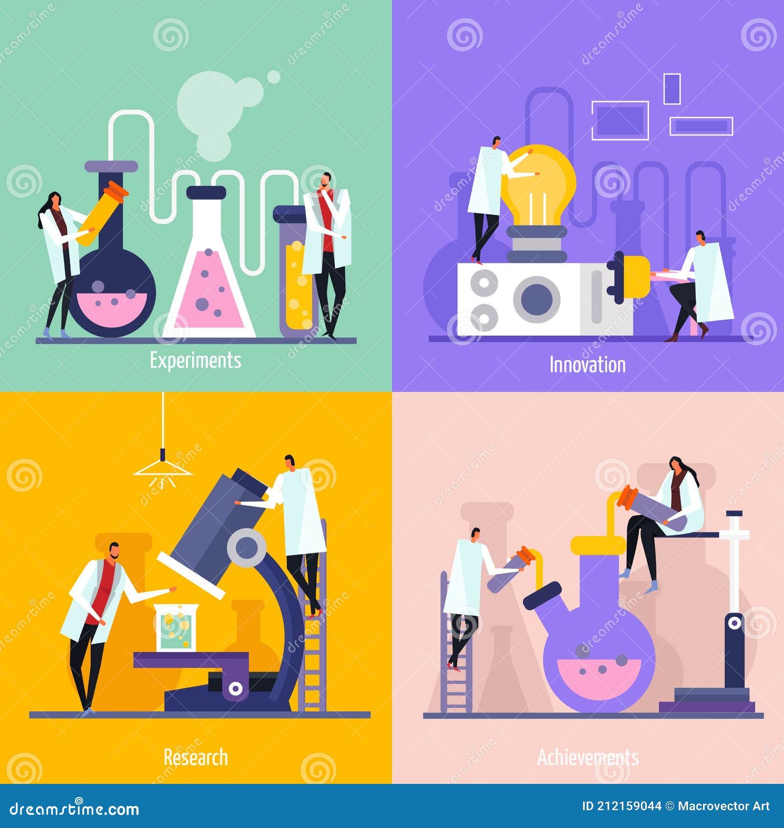 Science Lab Flat Design Concept Stock Vector - Illustration of bulb ...